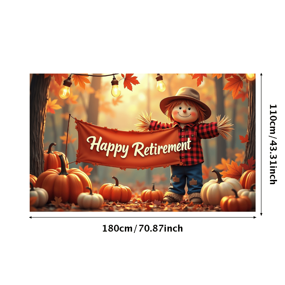 LUUFILx Autumn Themed Happy Retirement Banner, Fall Leaves Pumpkins ...