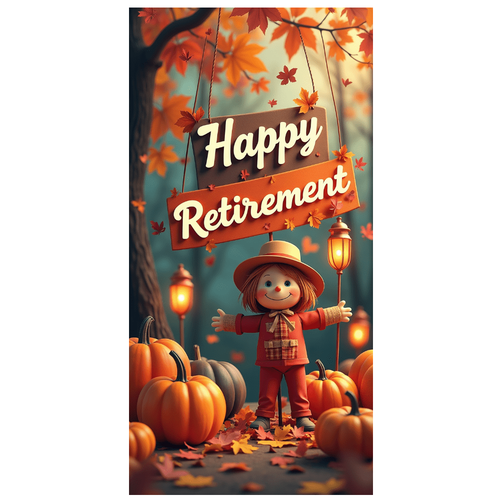 LUUFILx Autumn Themed Happy Retirement Banner, Fall Leaves Pumpkins ...