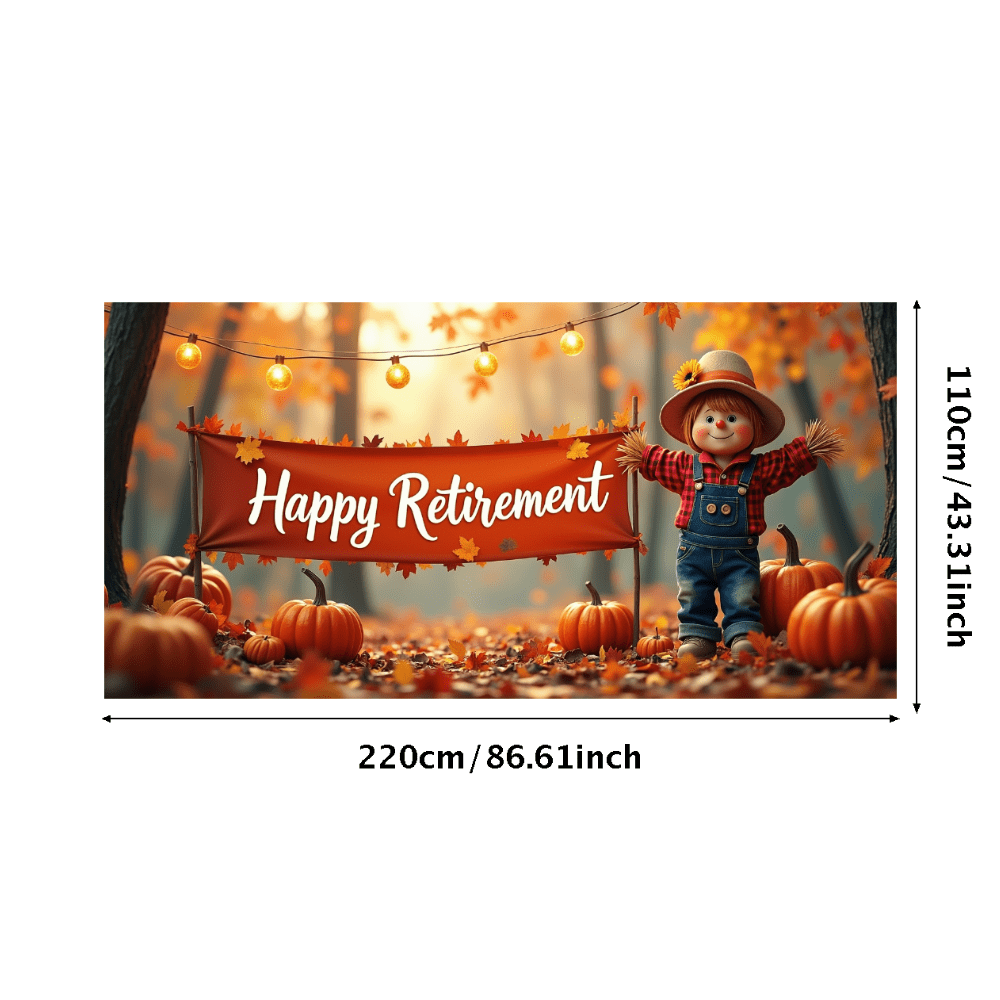 LUUFILx Autumn Themed Happy Retirement Banner, Fall Leaves Pumpkins ...
