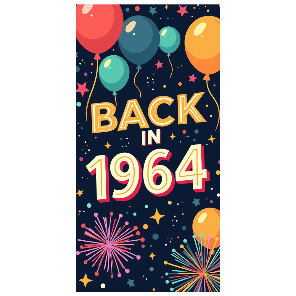 LUUFILx Back in 1964 Banner Colorful Balloon Backdrop Vintage Birthday ...