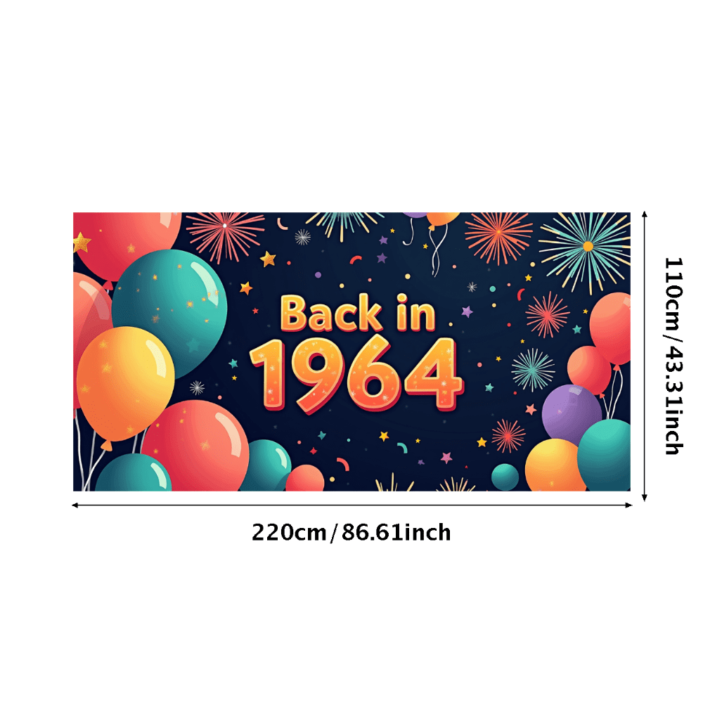 LUUFILx Back in 1964 Banner Colorful Balloon Backdrop Vintage Birthday ...