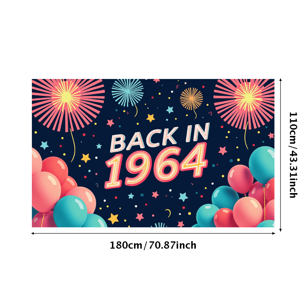 LUUFILx Back in 1964 Banner Colorful Balloon Backdrop Vintage Birthday ...
