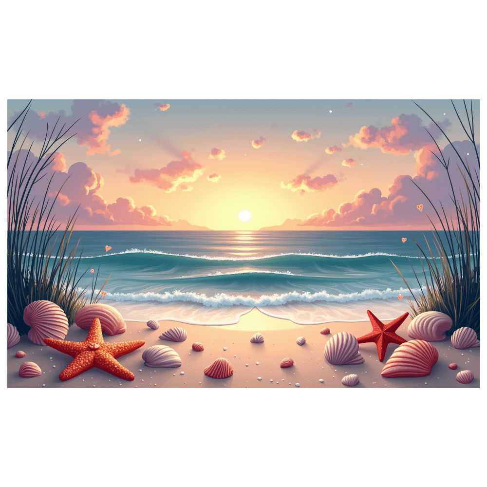 LUUFILx Beach Sunset Backdrop with Seashells and Starfish Coastal ...
