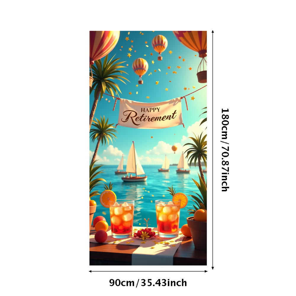 LUUFILx Beach Themed Happy Retirement Backdrop Banner Party Decorations ...