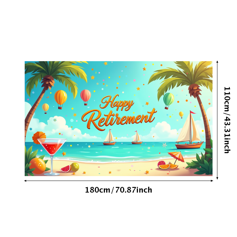 LUUFILx Beach Themed Happy Retirement Backdrop Banner Party Decorations ...