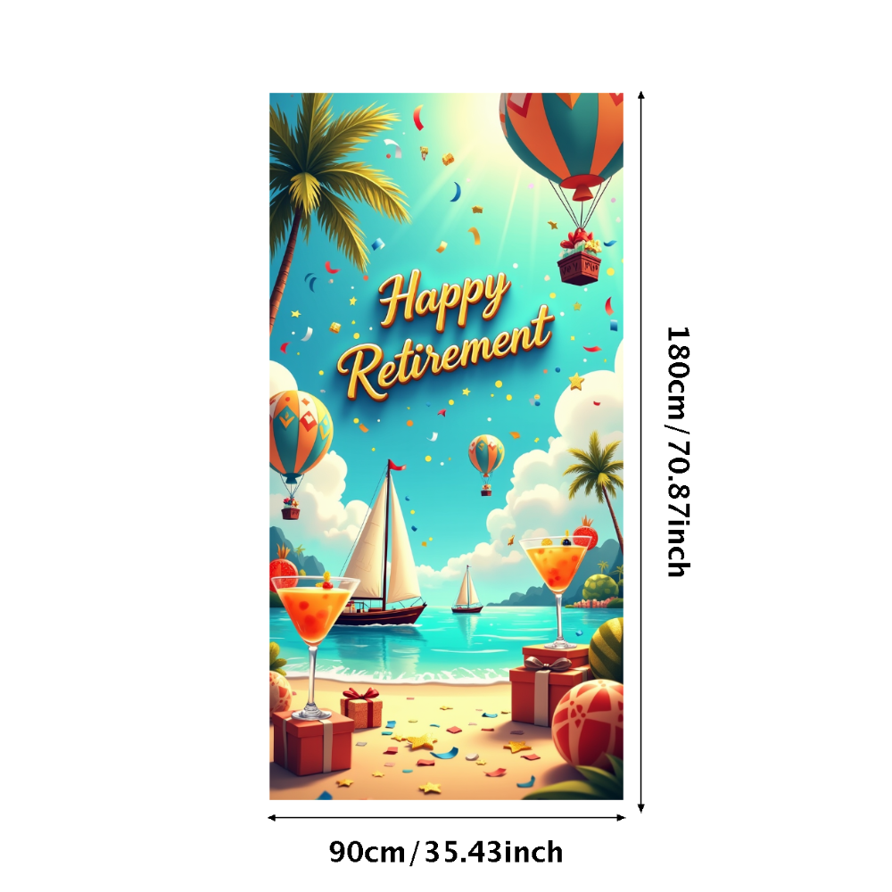 LUUFILx Beach Themed Happy Retirement Backdrop Banner Party Decorations ...