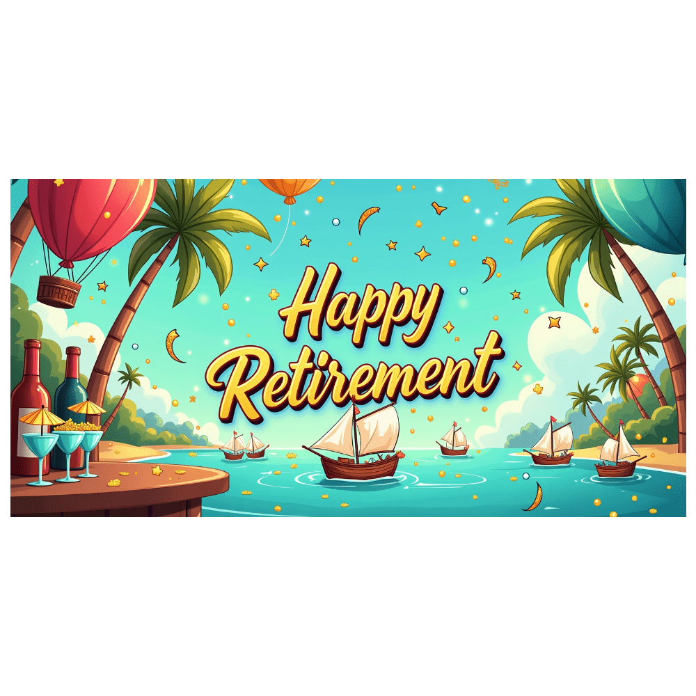LUUFILx Beach Themed Happy Retirement Backdrop Banner Party Decorations ...