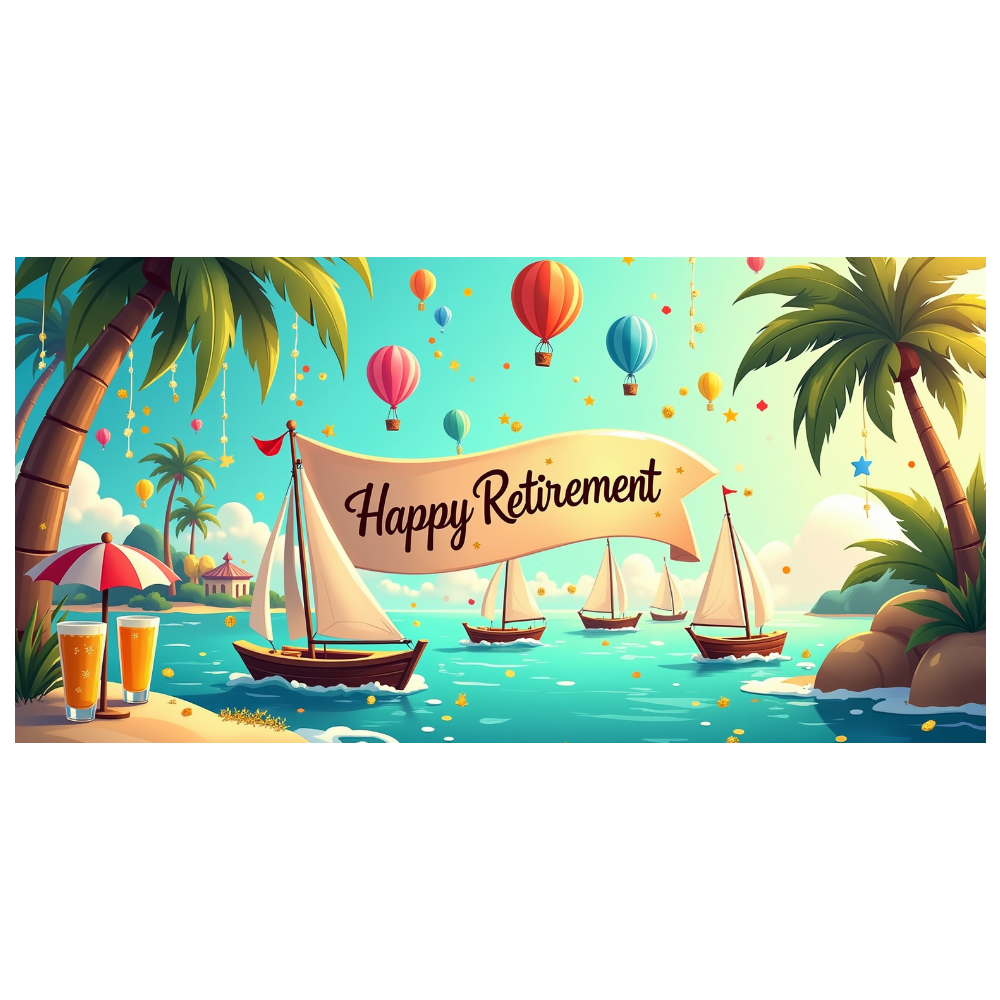 LUUFILx Beach Themed Happy Retirement Backdrop Banner Party Decorations ...