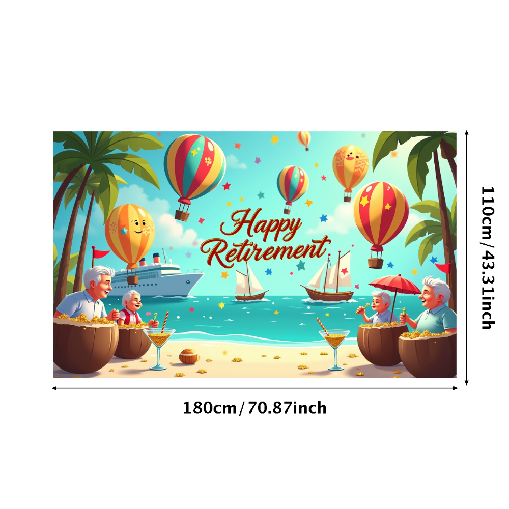 LUUFILx Beach Themed Happy Retirement Backdrop Banner Party Decorations ...