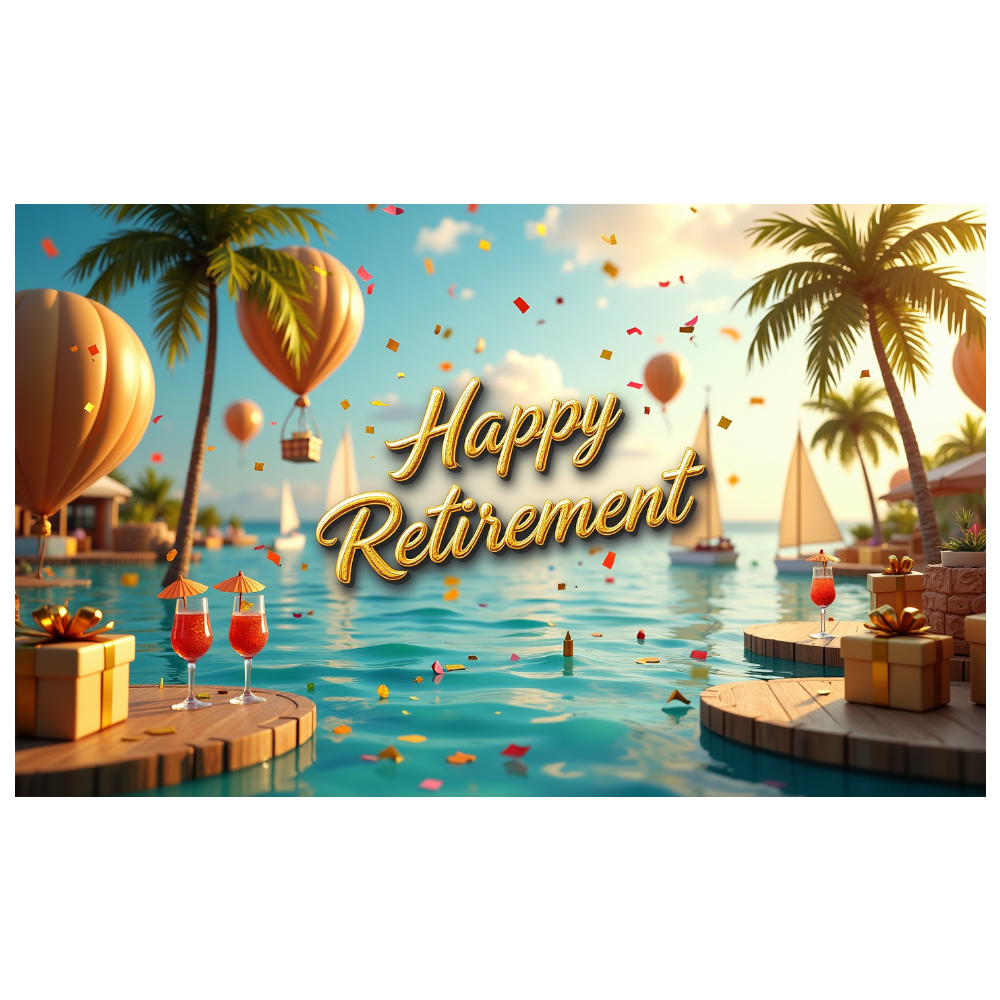 LUUFILx Beach Themed Happy Retirement Backdrop Banner Party Decorations ...