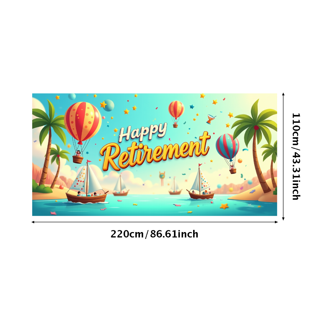 LUUFILx Beach Themed Happy Retirement Backdrop Banner Party Decorations ...