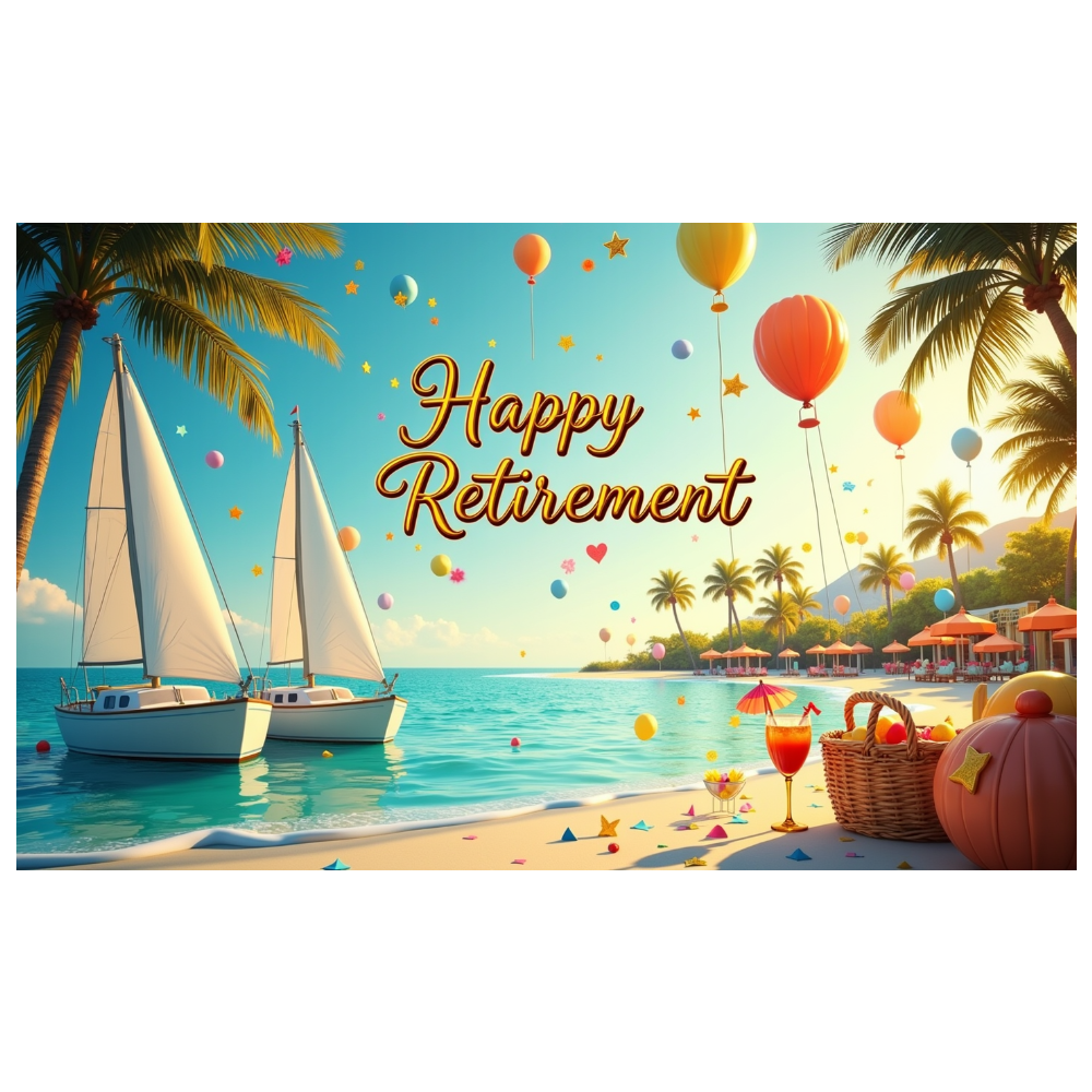 LUUFILx Beach Themed Happy Retirement Backdrop Banner Party Decors for ...