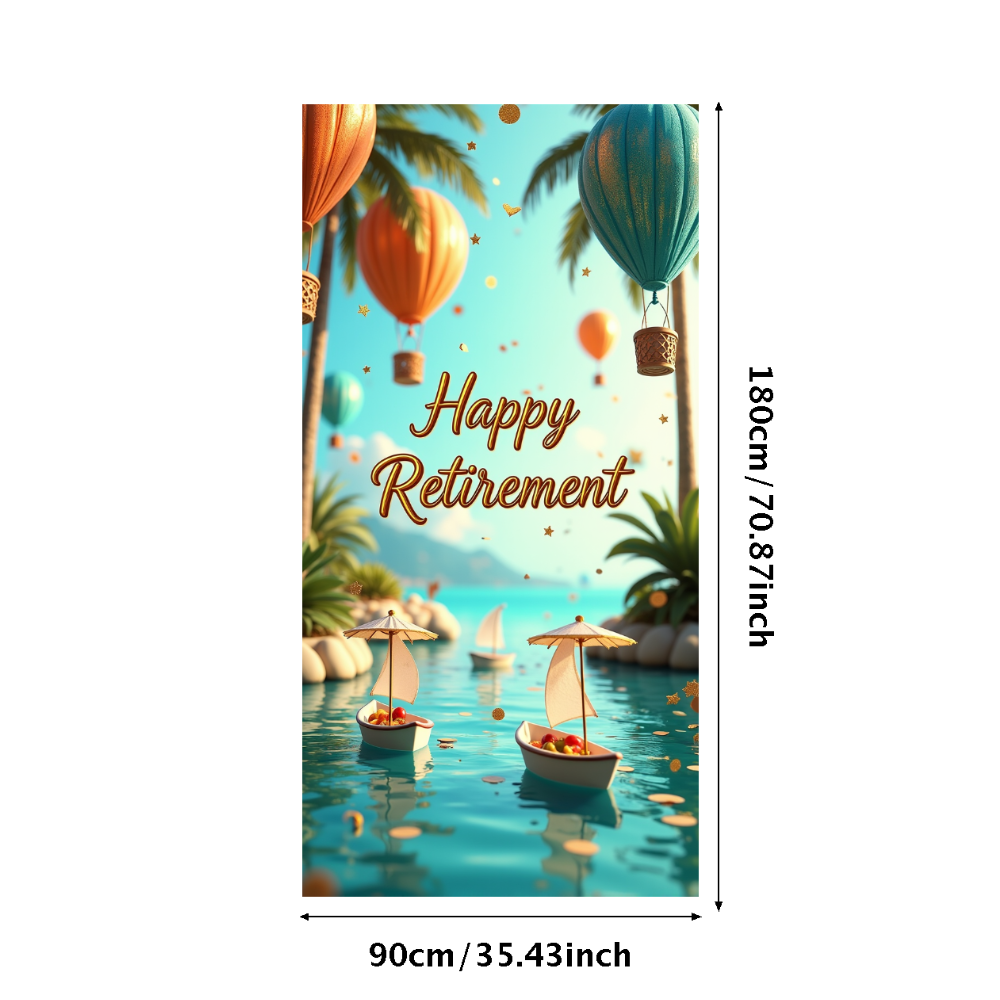 LUUFILx Beach Themed Happy Retirement Backdrop Banner Party Decors for ...