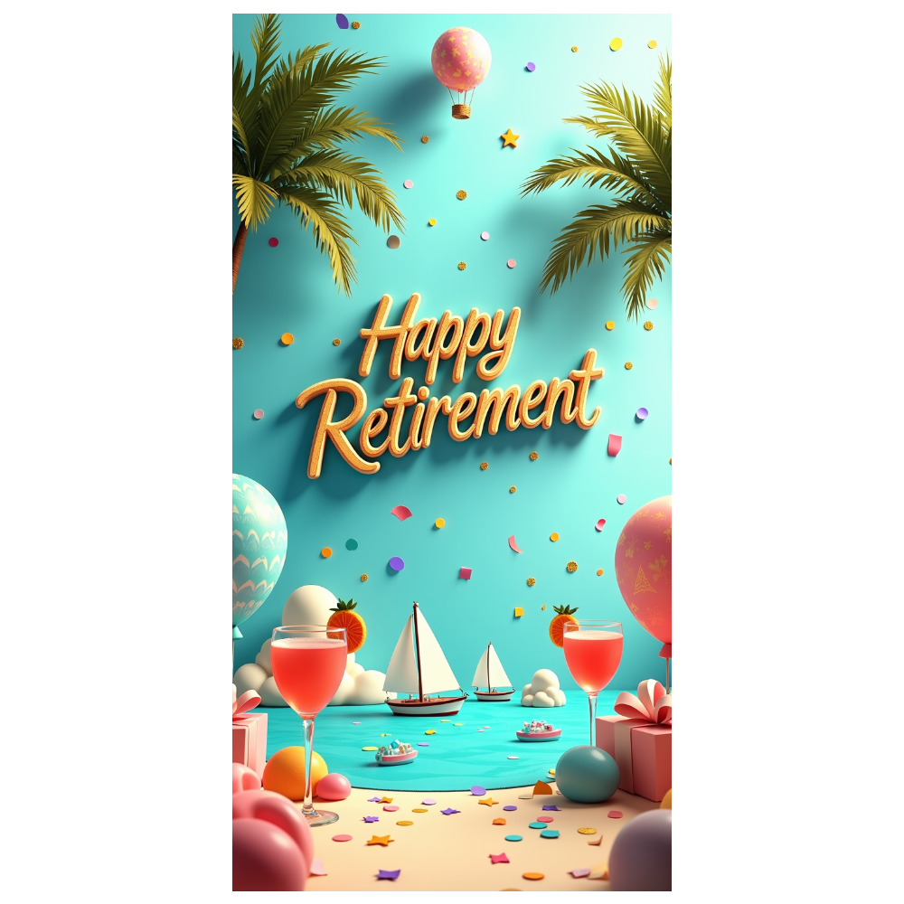 LUUFILx Beach Themed Happy Retirement Backdrop Banner Party Decors for ...