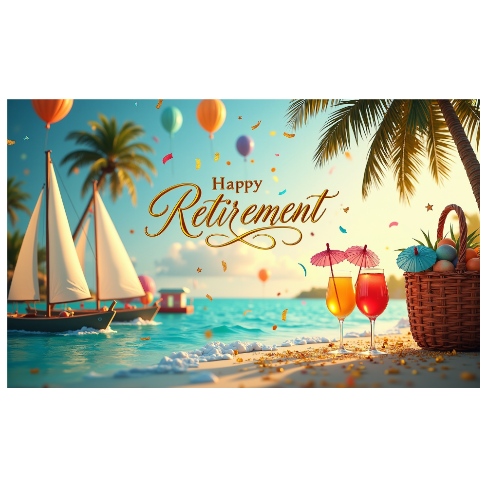 LUUFILx Beach Themed Happy Retirement Backdrop Banner Party Decors for ...