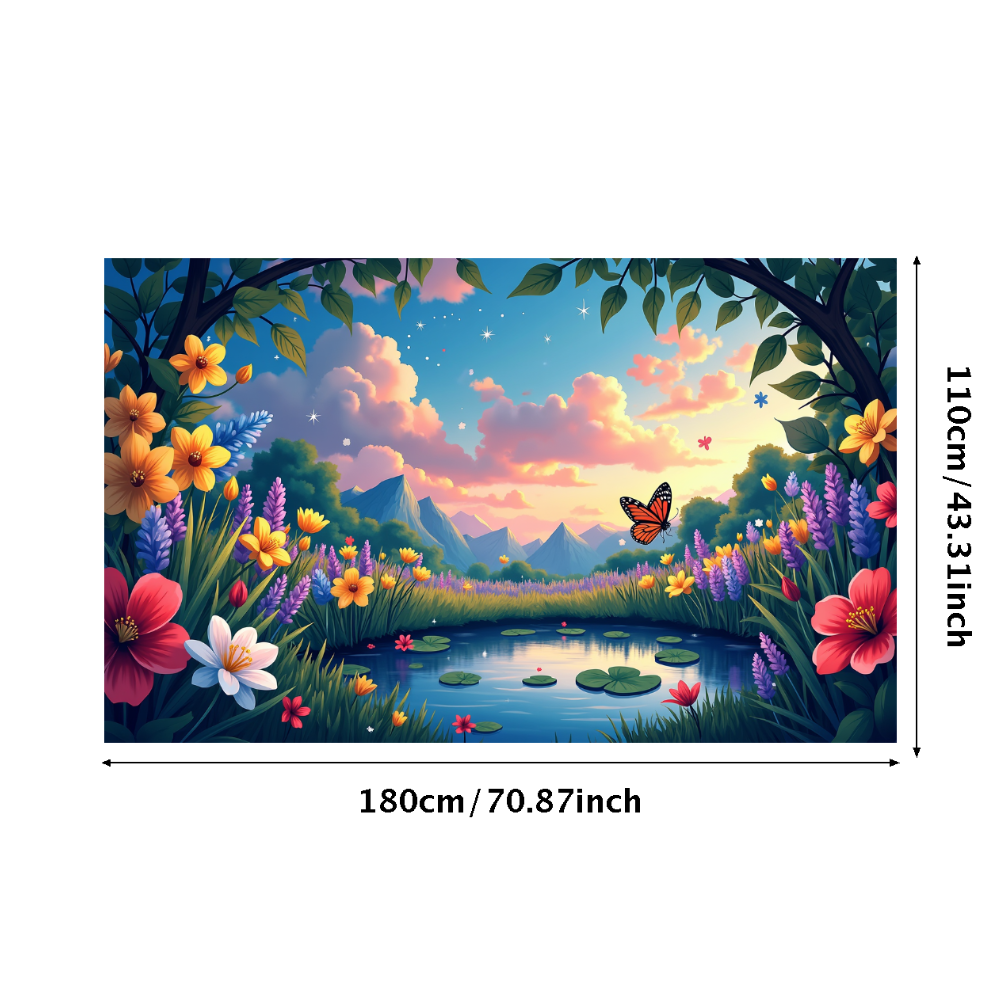 LUUFILx Beautiful Floral Butterfly Banner Backdrop for Garden Party ...