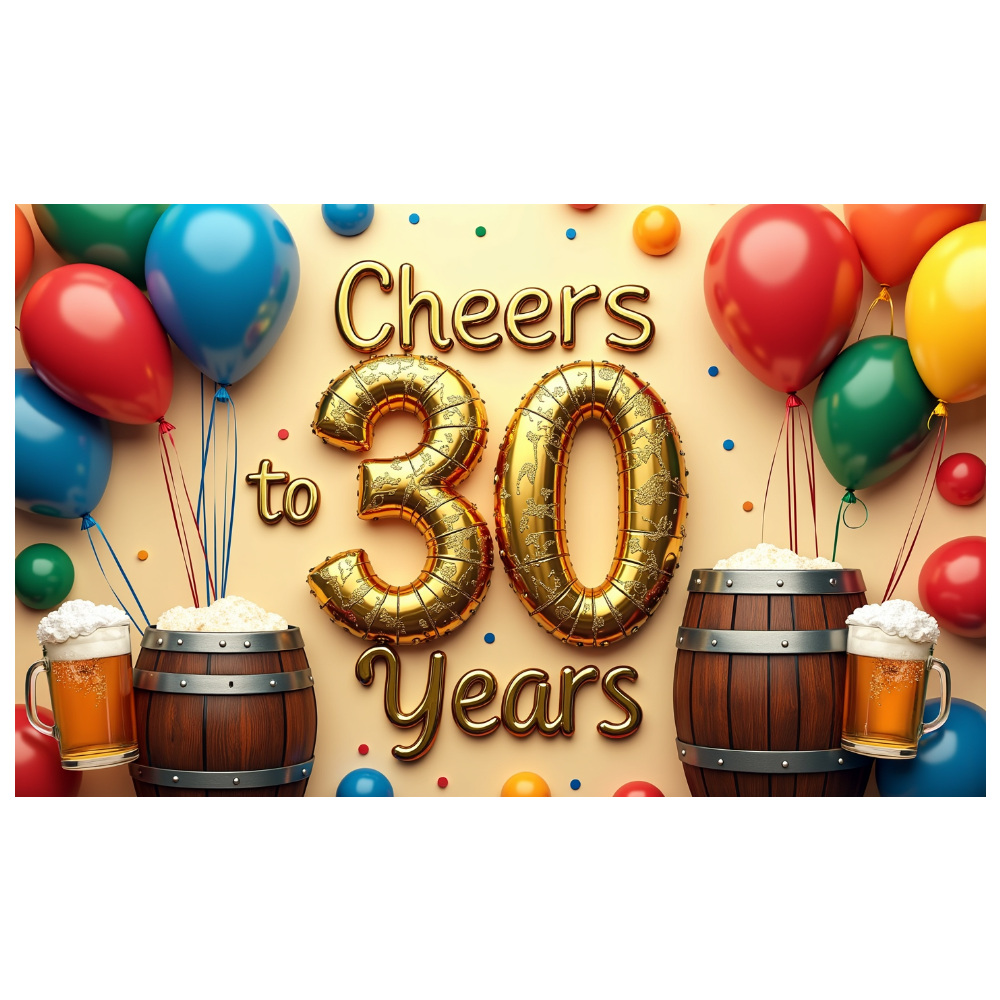 LUUFILx Beer Cheers to 30 Years Balloon Banner Backdrop Birthday Party Background Celebration ...