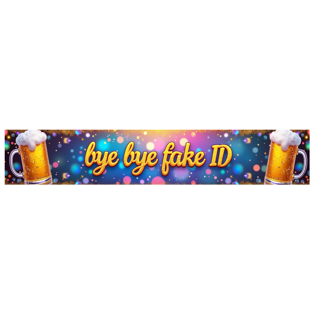 LUUFILx Beer Themed Banner with Cheers Image and bye bye fake ID Text ...