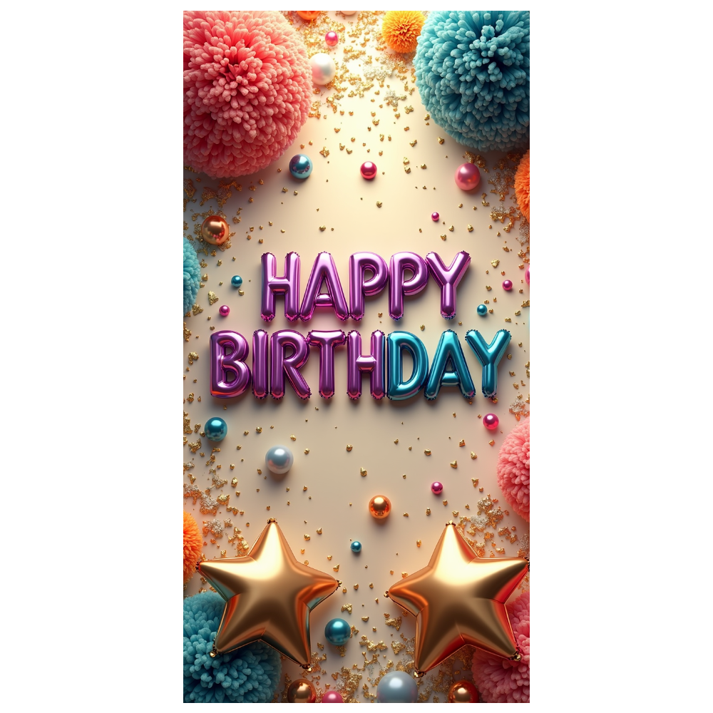LUUFILx Birthday Backdrop Colorful Stars and Pom Poms Background Happy ...