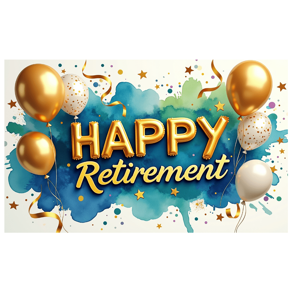 LUUFILx Black Background Happy Retirement Banner with Golden Balloons ...