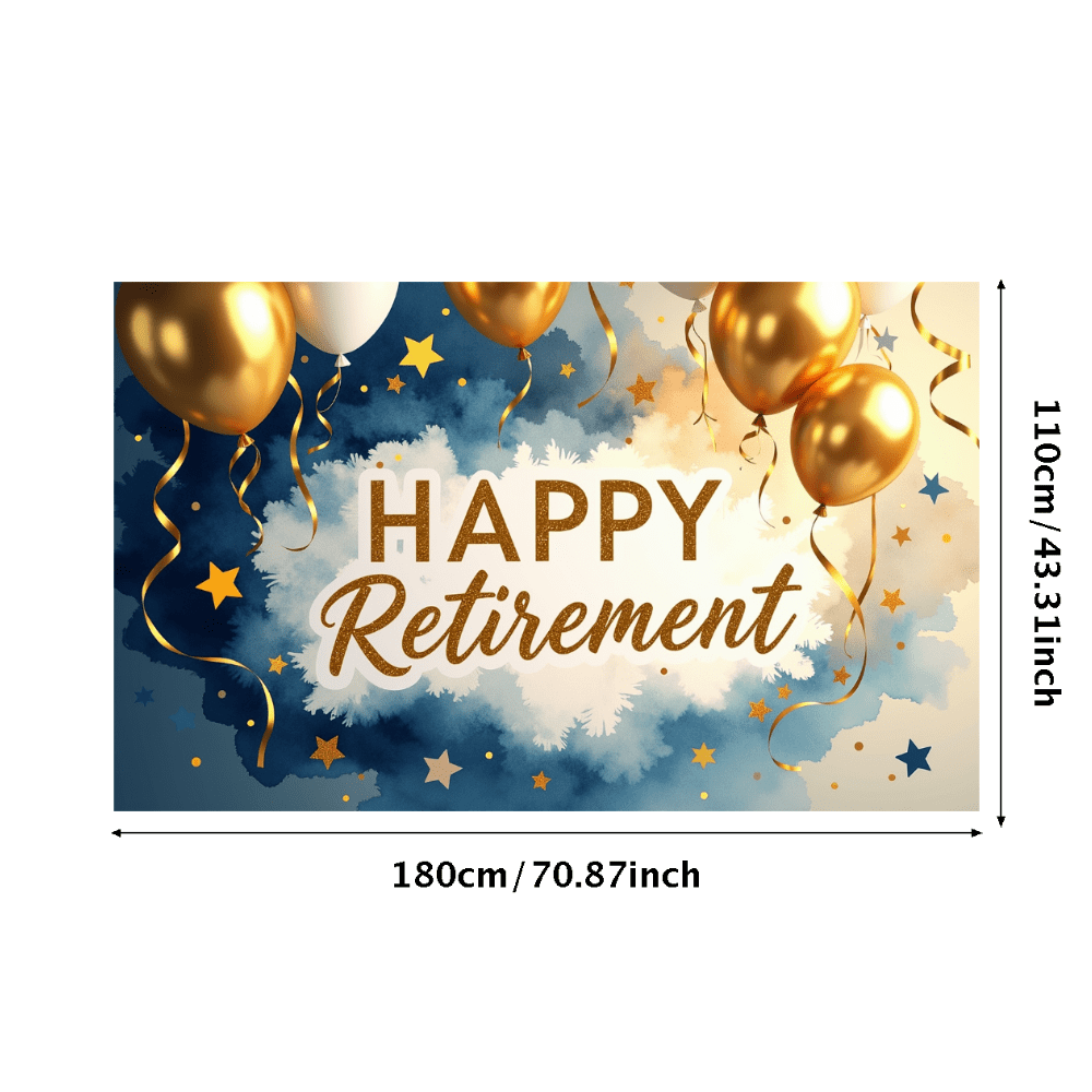 LUUFILx Black Background Happy Retirement Banner with Golden Balloons ...