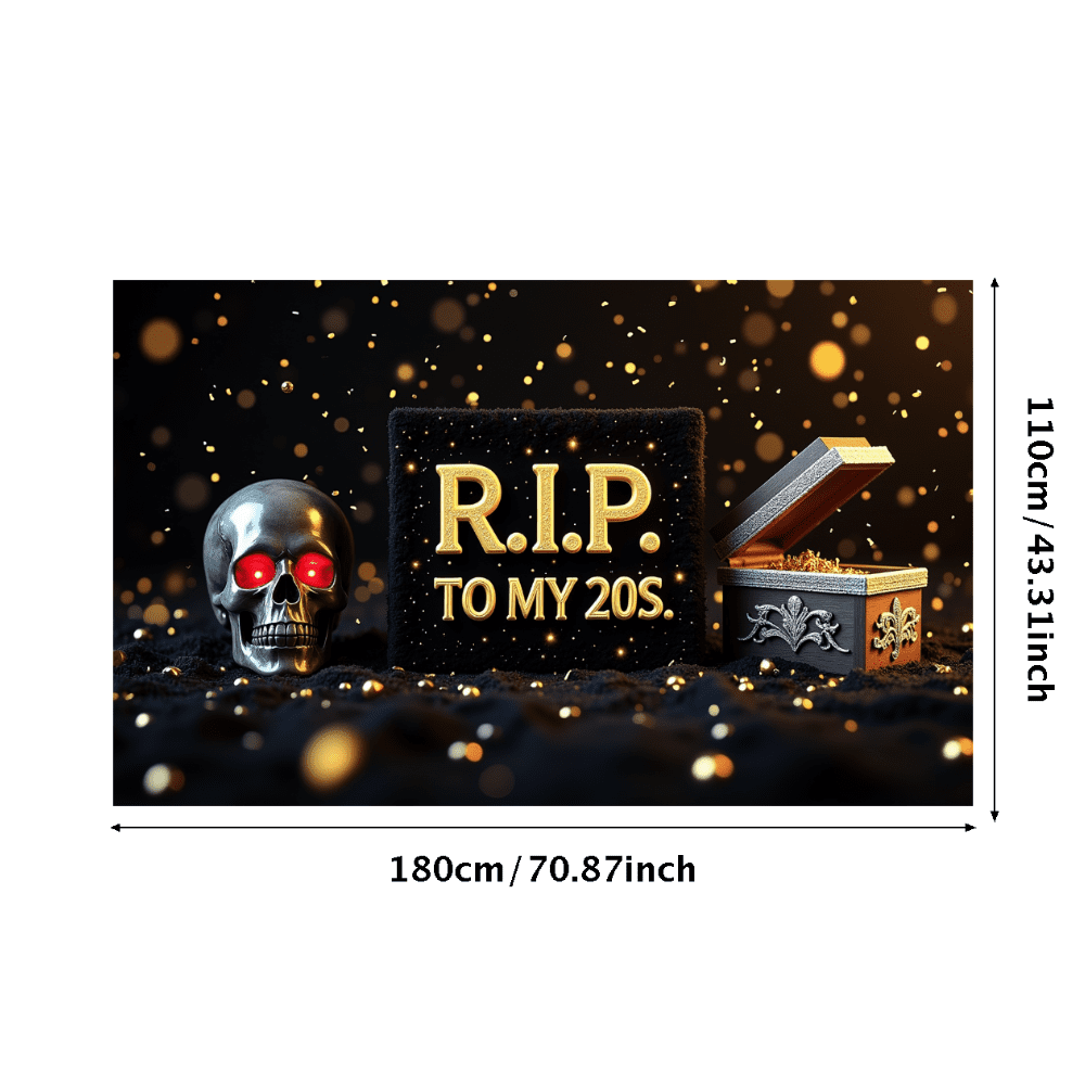 LUUFILx Black Banner with Skull and Coffin Design RIP To My 20s Theme ...