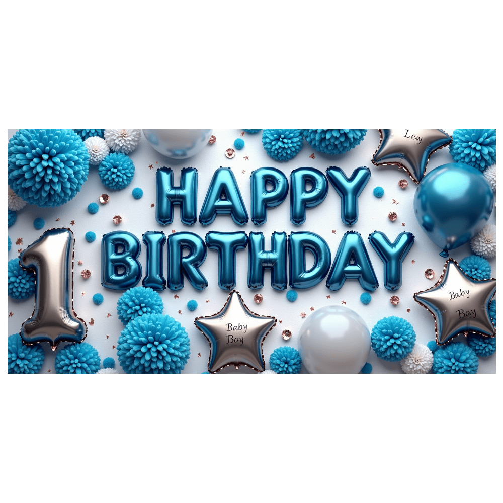 LUUFILx Blue Birthday Backdrop Decoration Balloons For Baby Boy First Birthday Party Celebration ...