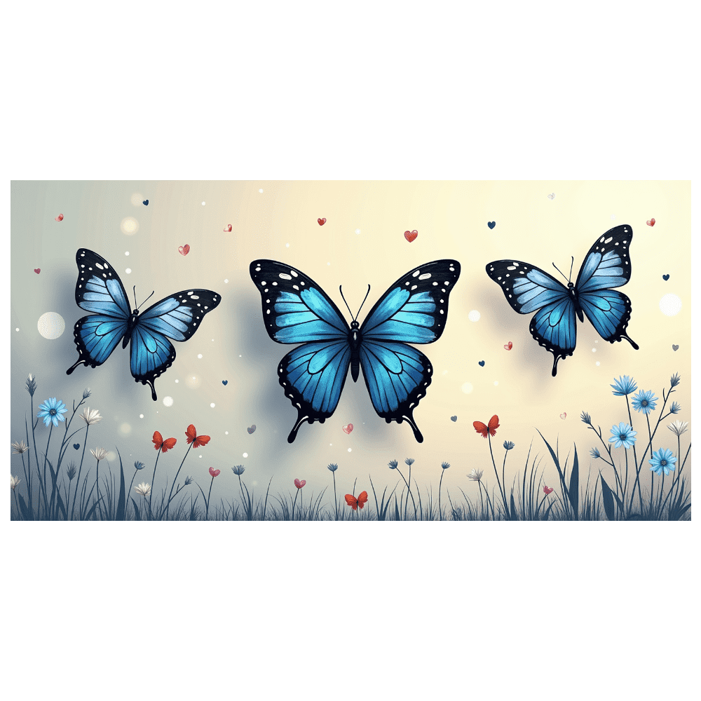 LUUFILx Blue Butterfly Banner Backdrop Wall Hanging Decor Party Events ...