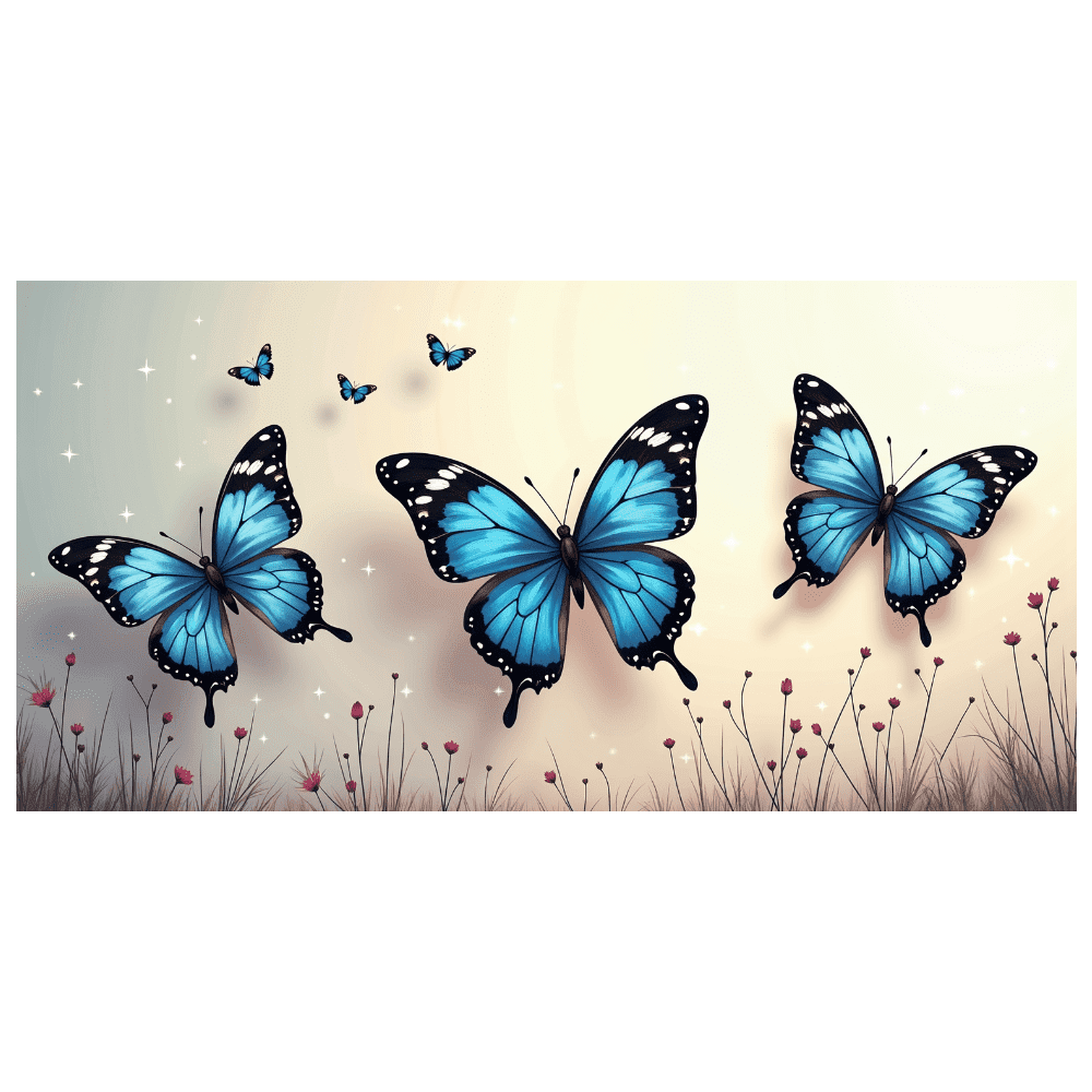LUUFILx Blue Butterfly Banner Backdrop Wall Hanging Decor Party Events ...