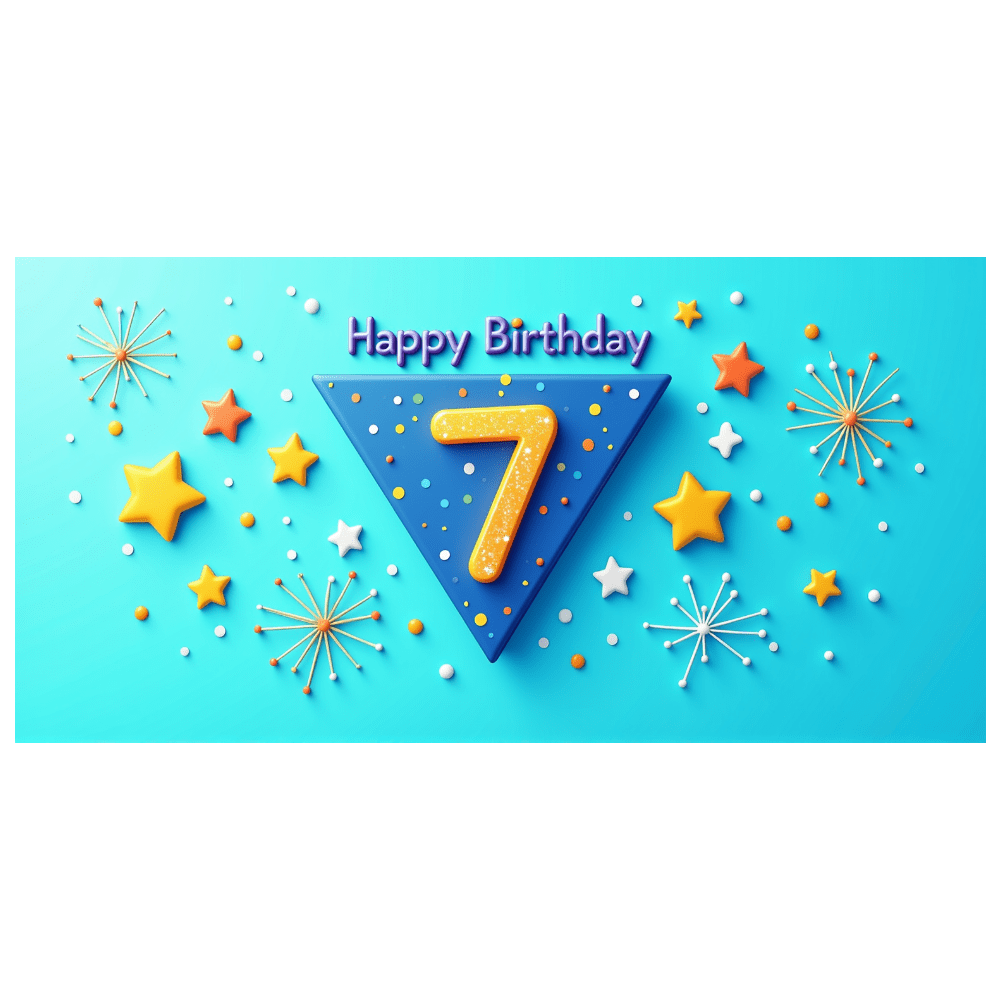 LUUFILx Blue Happy 7th Birthday Banner with Star Elements Backdrop ...