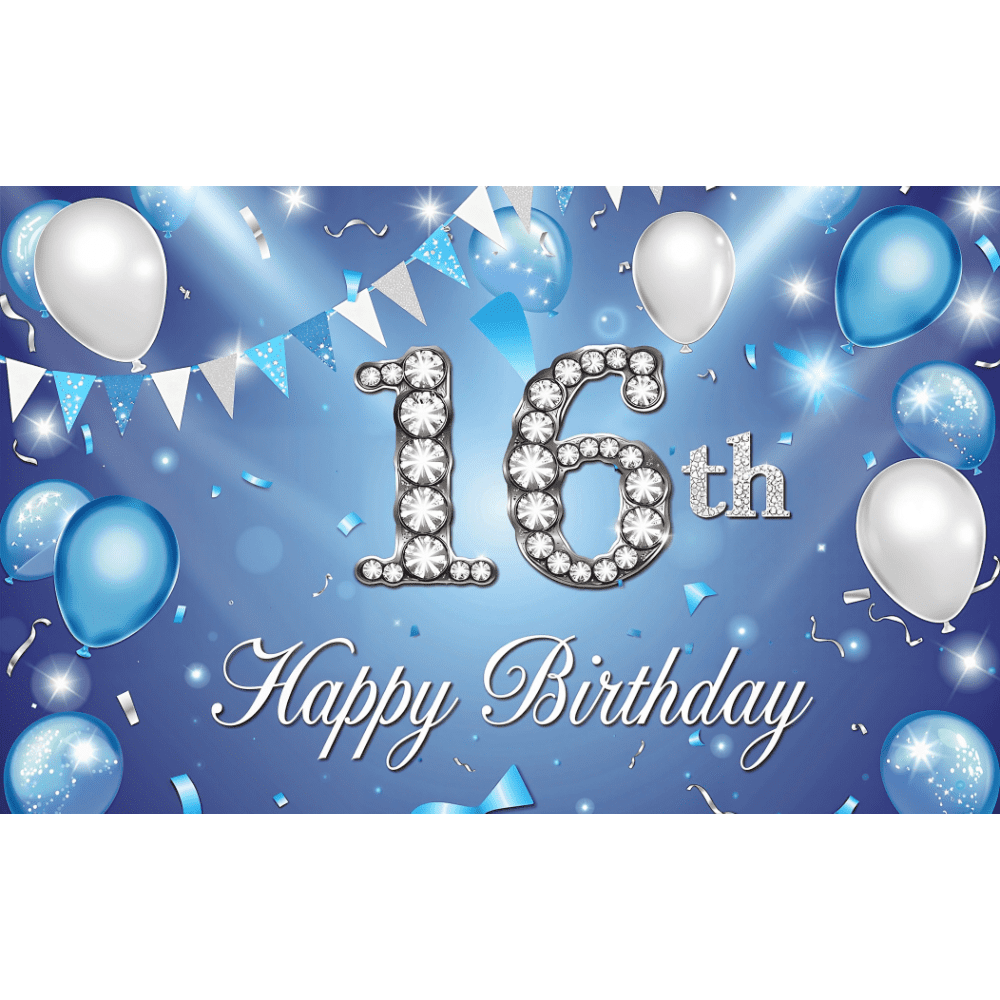 LUUFILx Blue Silver Happy 16th Birthday Decorations For Boys Girls Blue ...