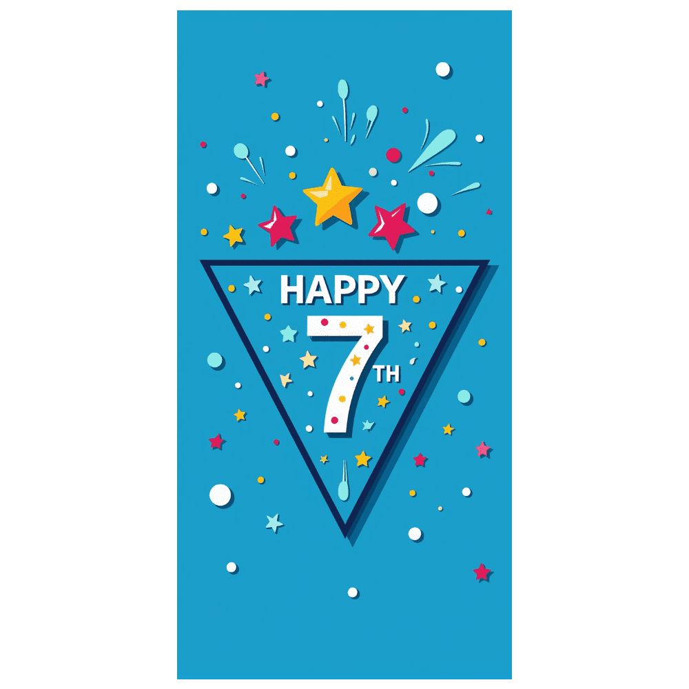 LUUFILx Blue Square Happy 7th Birthday Banner with Star Elements Party ...