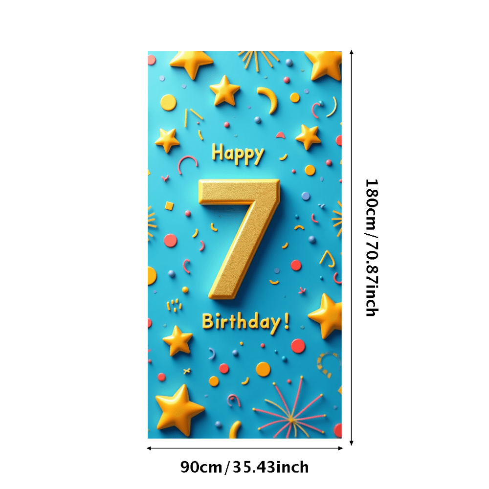 LUUFILx Blue Square Happy 7th Birthday Banner with Star Elements Party ...