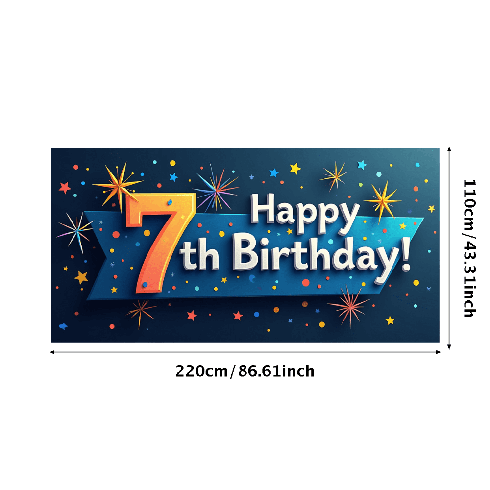 LUUFILx Blue Square Happy 7th Birthday Banner with Star Elements Party ...