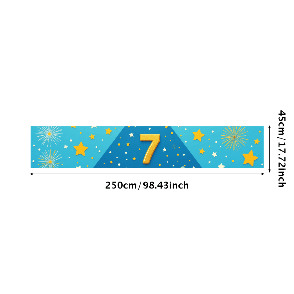 LUUFILx Blue Square Happy 7th Birthday Banner with Star Elements Party ...