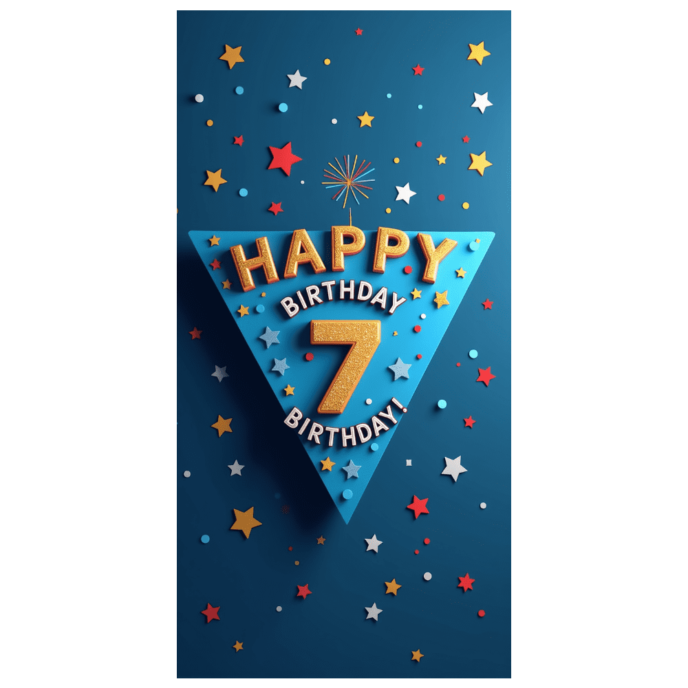 LUUFILx Blue Themed 7th Birthday Backdrop Banner with Star Elements ...