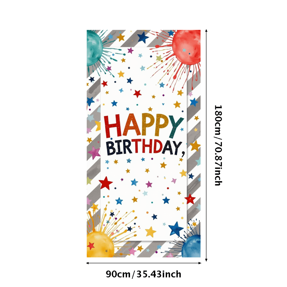 LUUFILx Blue Watercolor Happy Birthday Banner with Star Elements Party ...