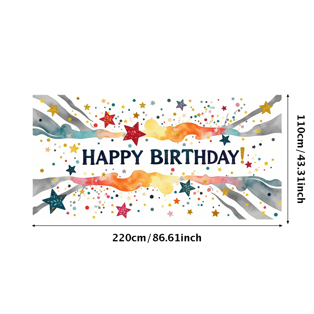 LUUFILx Blue Watercolor Happy Birthday Banner with Star Elements Party ...