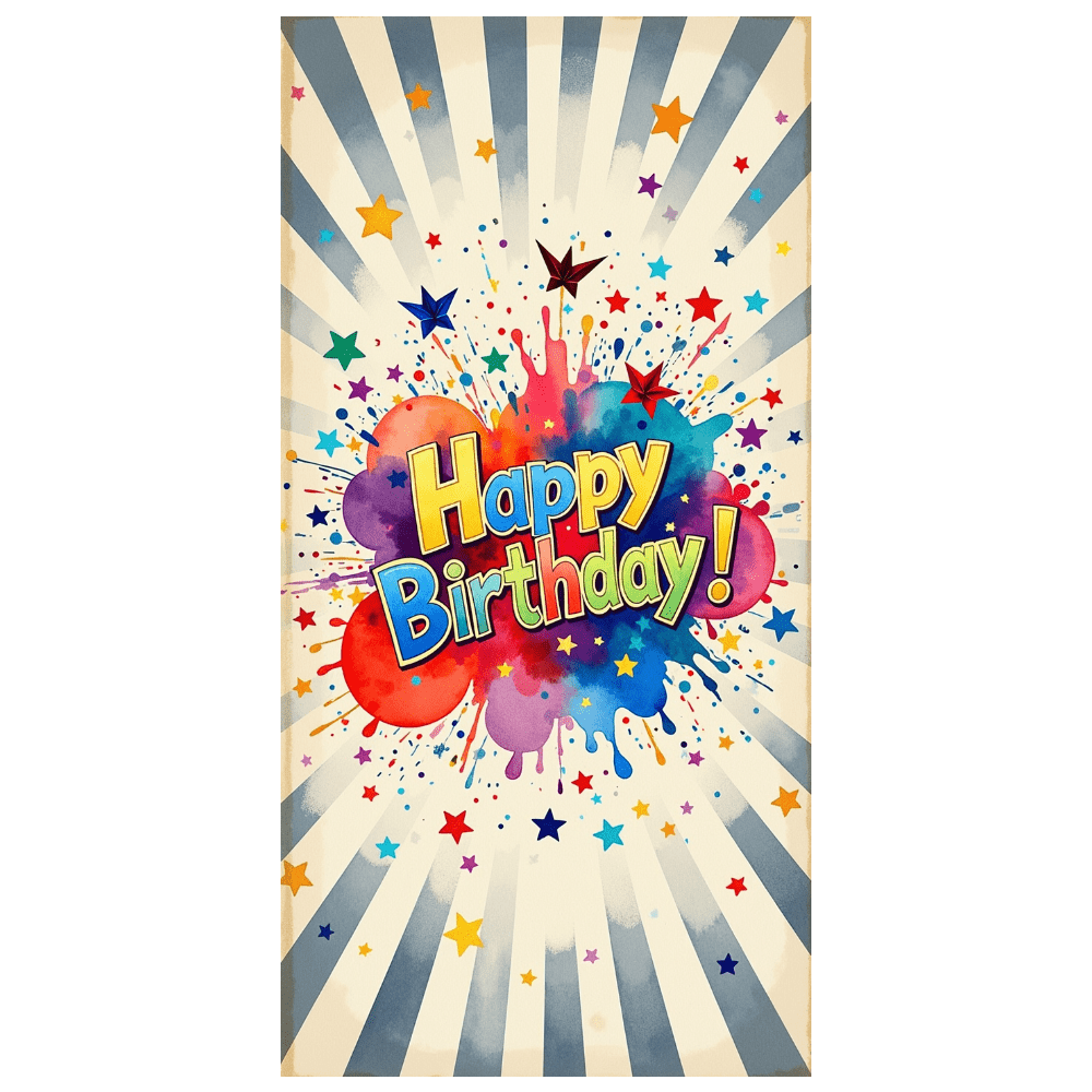 LUUFILx Blue Watercolor Happy Birthday Banner with Star Elements Party ...
