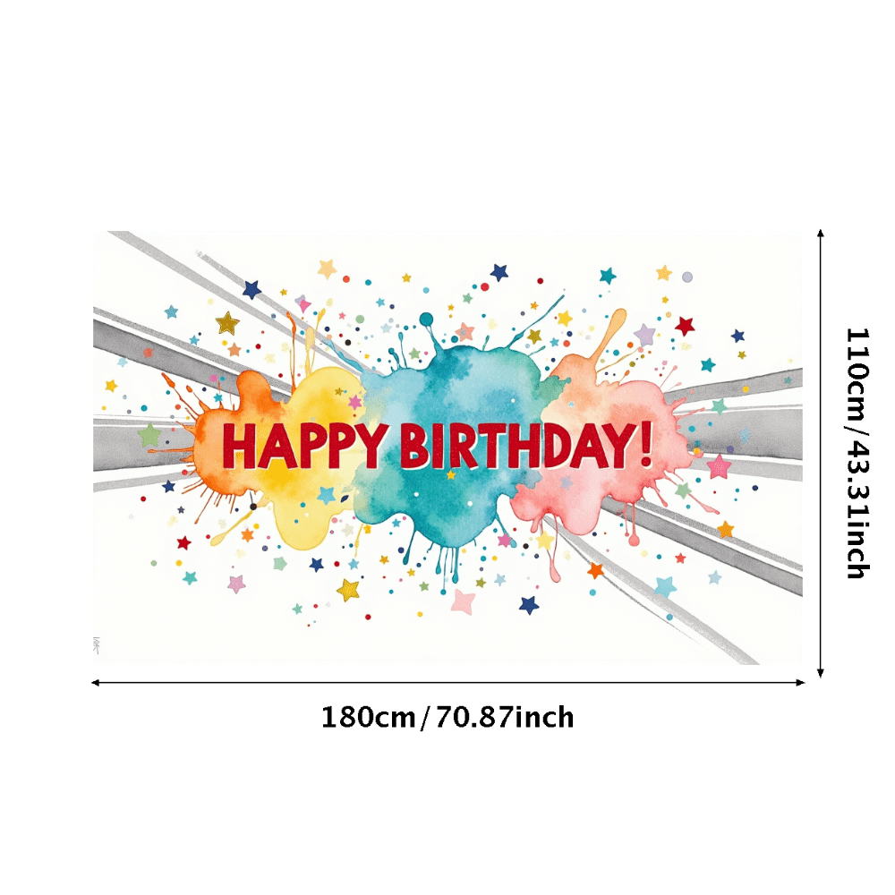 LUUFILx Blue Watercolor Happy Birthday Banner with Star Elements Party ...