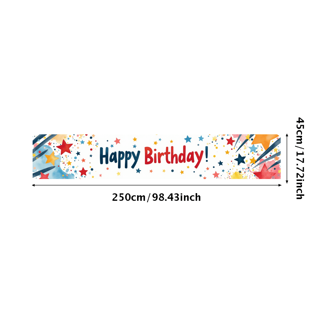 LUUFILx Blue Watercolor Style Happy Birthday Banner with Star Elements ...