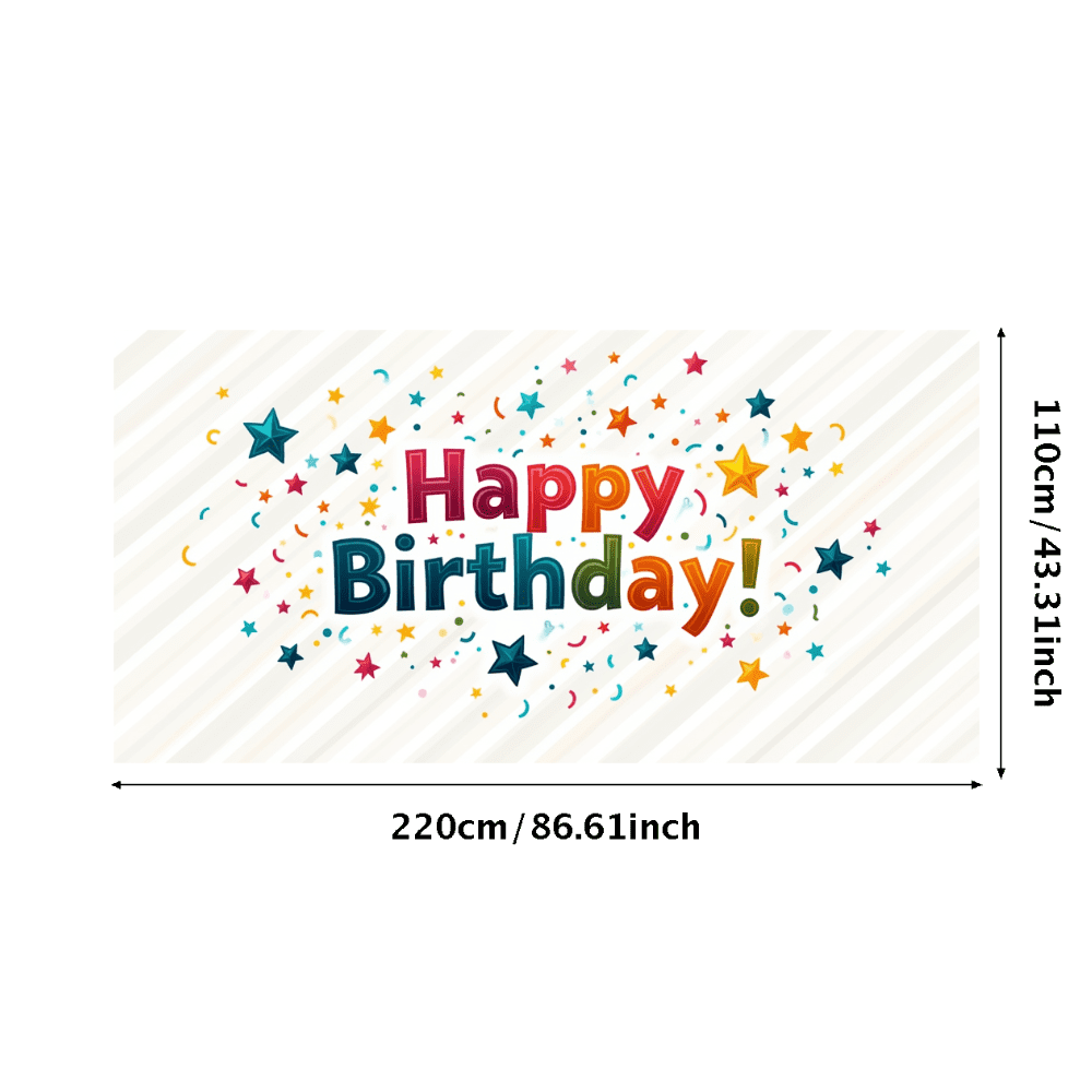 LUUFILx Blue Watercolor Style Happy Birthday Banner with Star Elements ...