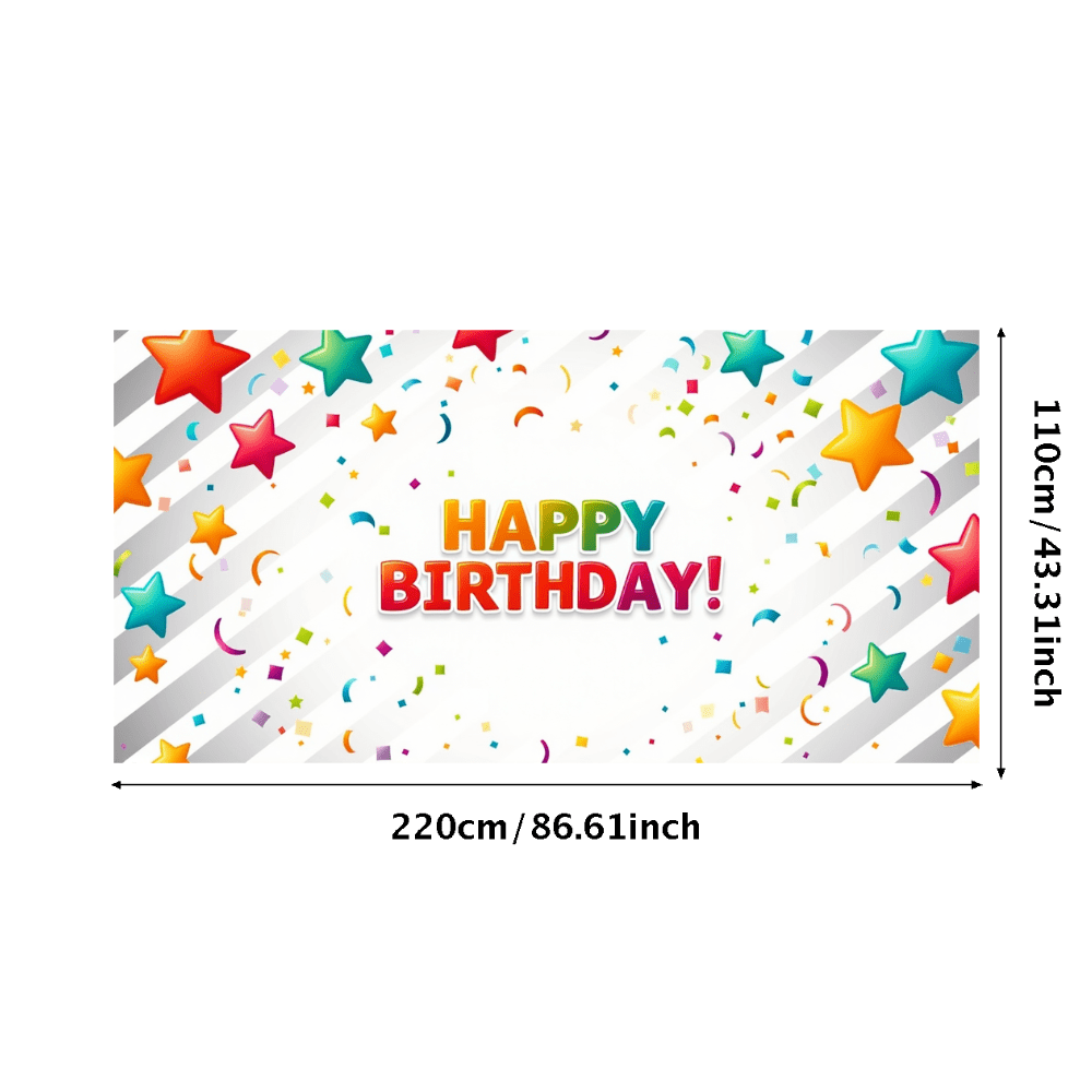LUUFILx Blue Watercolor Style Happy Birthday Banner with Star Elements ...