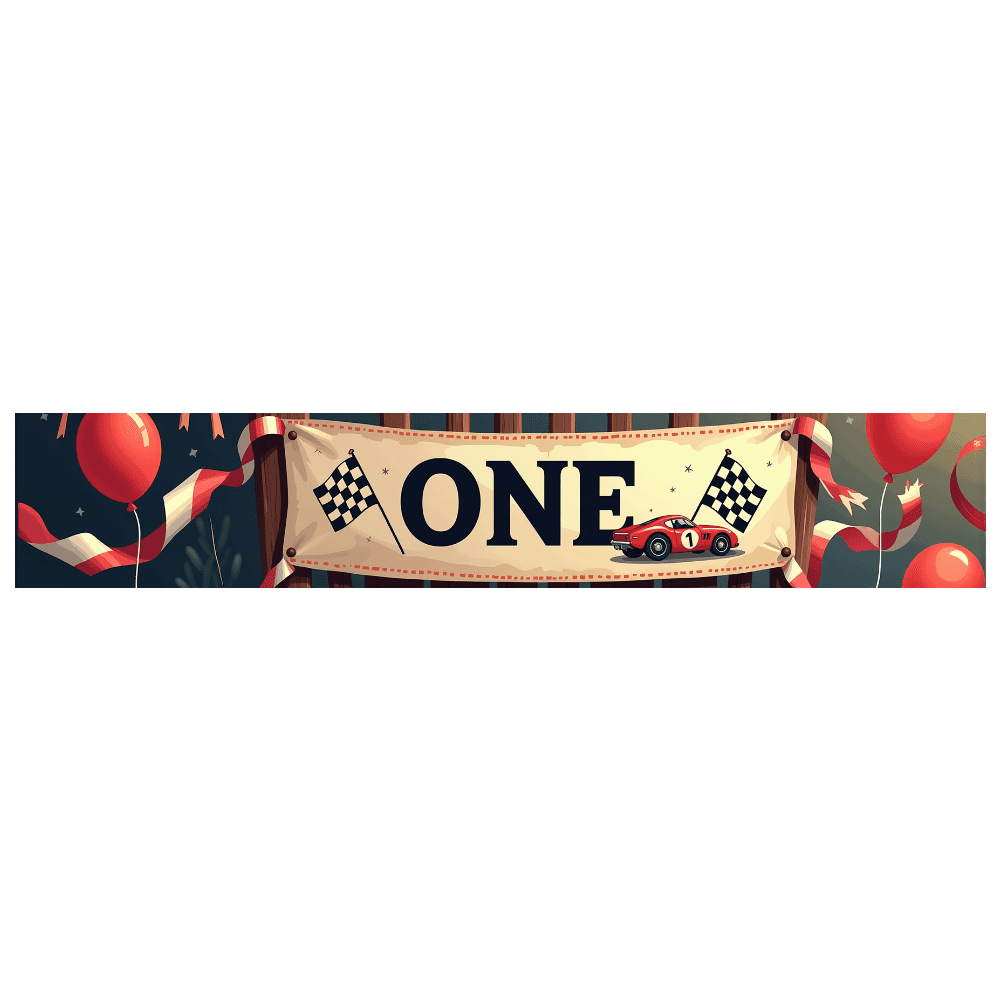 LUUFILx Cartoon Racing Car Themed Party Banner for First Birthday ...