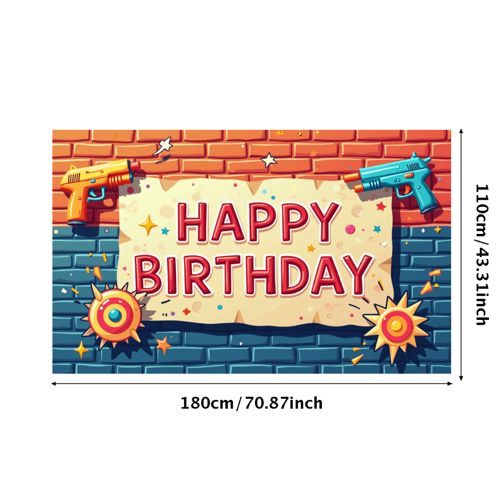 LUUFILx Cartoon Style Happy Birthday Banner with Toy Guns and Targets ...