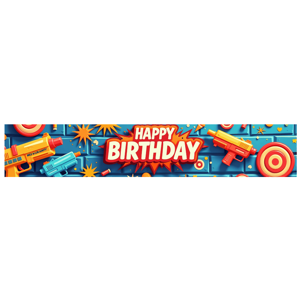 LUUFILx Cartoon Style Happy Birthday Banner with Toy Guns and Targets ...