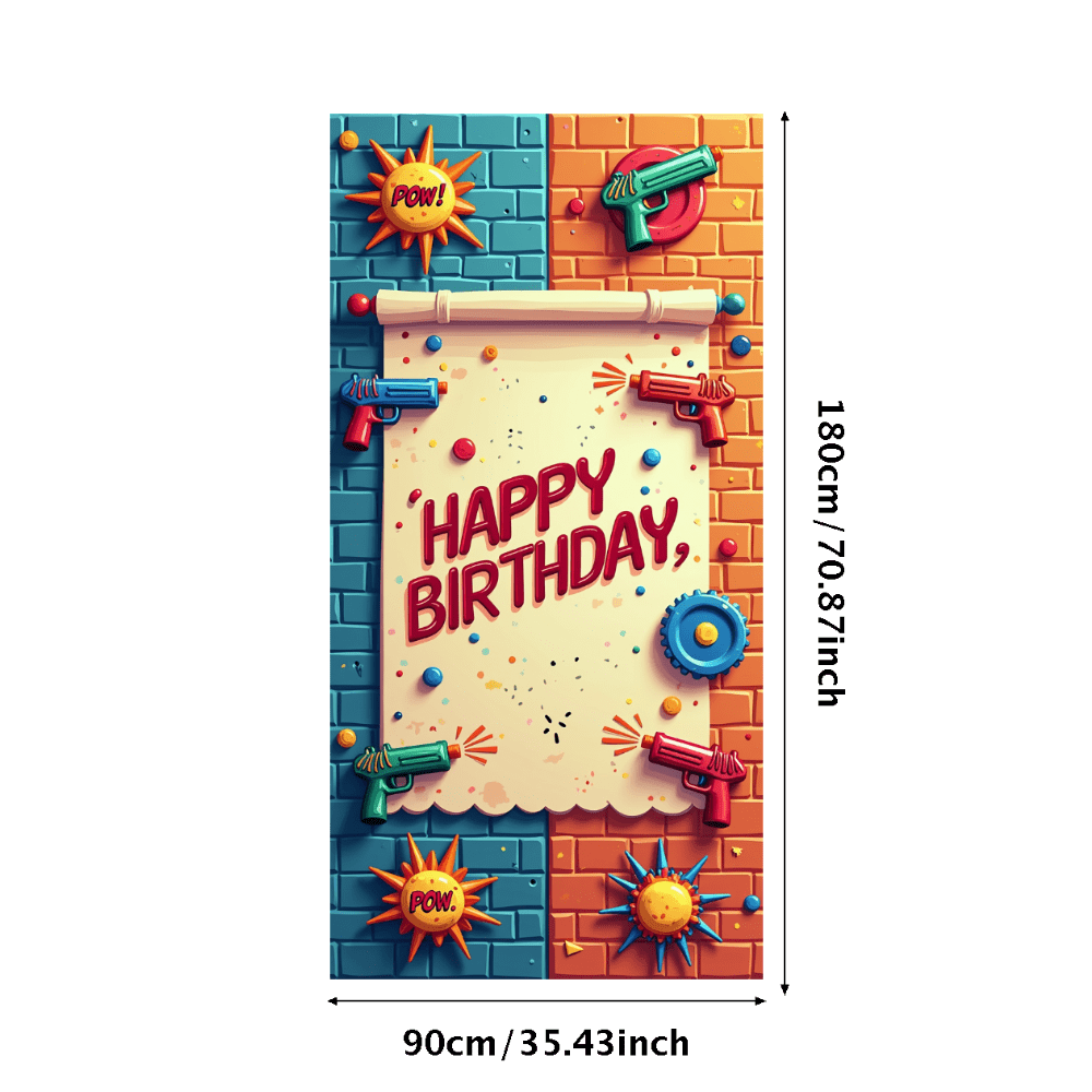 LUUFILx Cartoon Style Happy Birthday Banner with Toy Guns and Targets ...