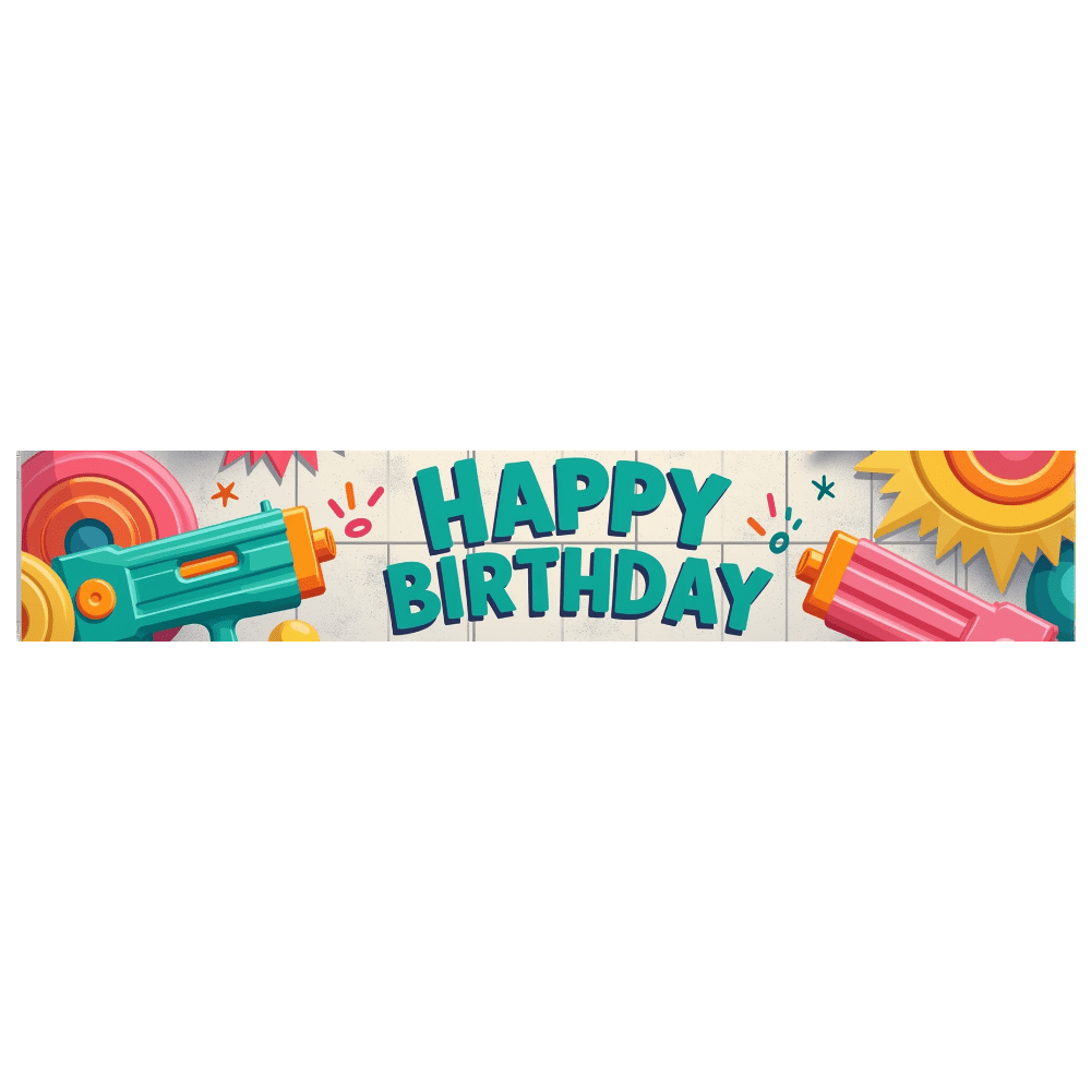 LUUFILx Cartoon Style Happy Birthday Banner with Toy Guns and Targets ...