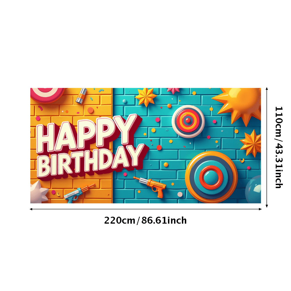 LUUFILx Cartoon Themed Happy Birthday Banner with Toy Guns and Targets ...