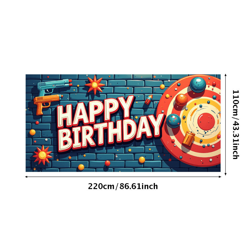 LUUFILx Cartoon Themed Happy Birthday Banner with Toy Guns and Targets ...